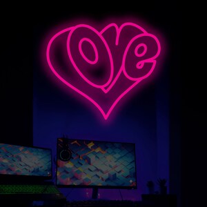Love Heart Neon LED Sign Light up Wall Art Unique Home Decor Aesthetic ...