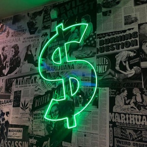 Dollar Sign Neon LED Sign Custom Light up Wall Art Modern Money Symbol ...