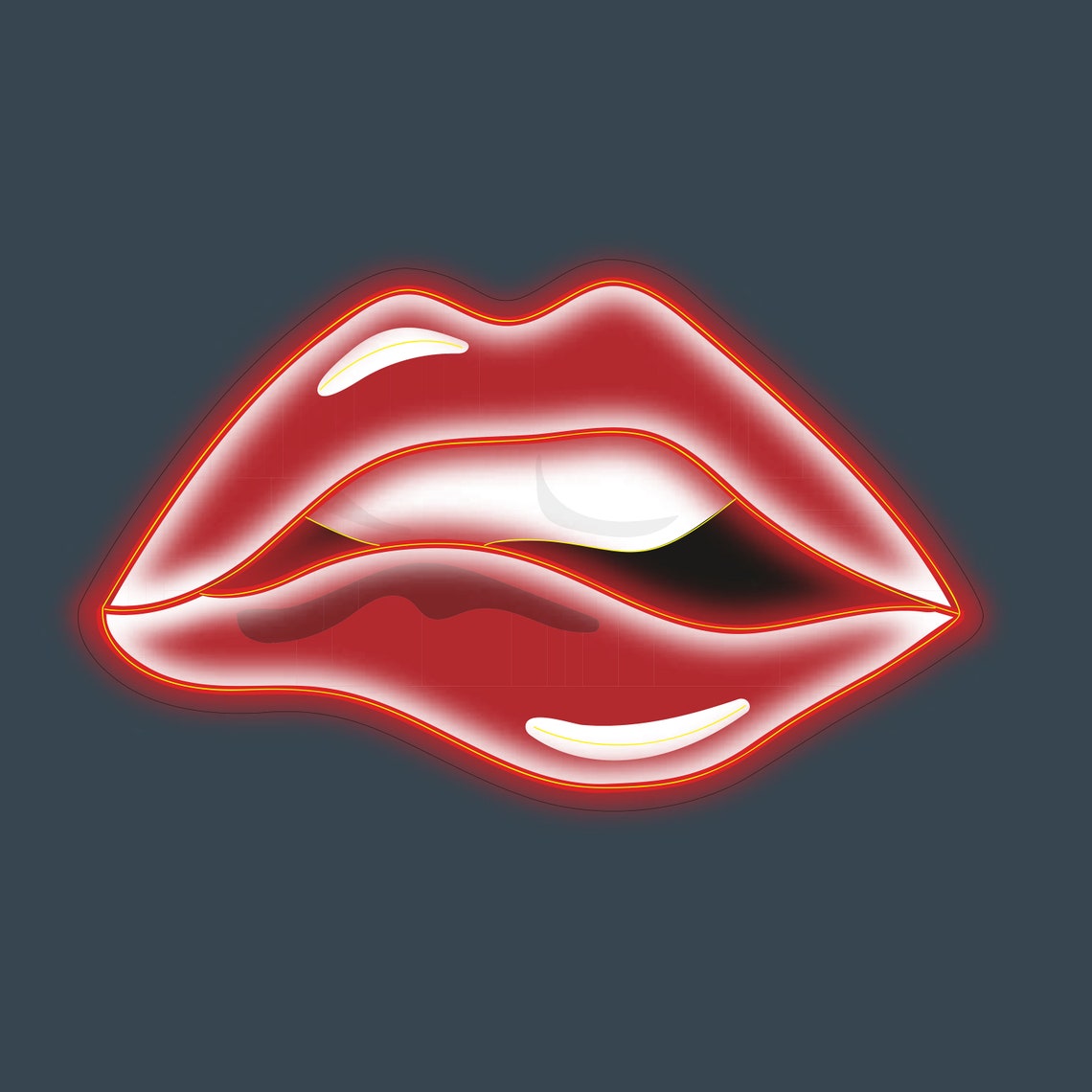 Lip Biting 26x17 In. Neon Sign Aesthetic Tiktok Room Handmade Home Wall ...