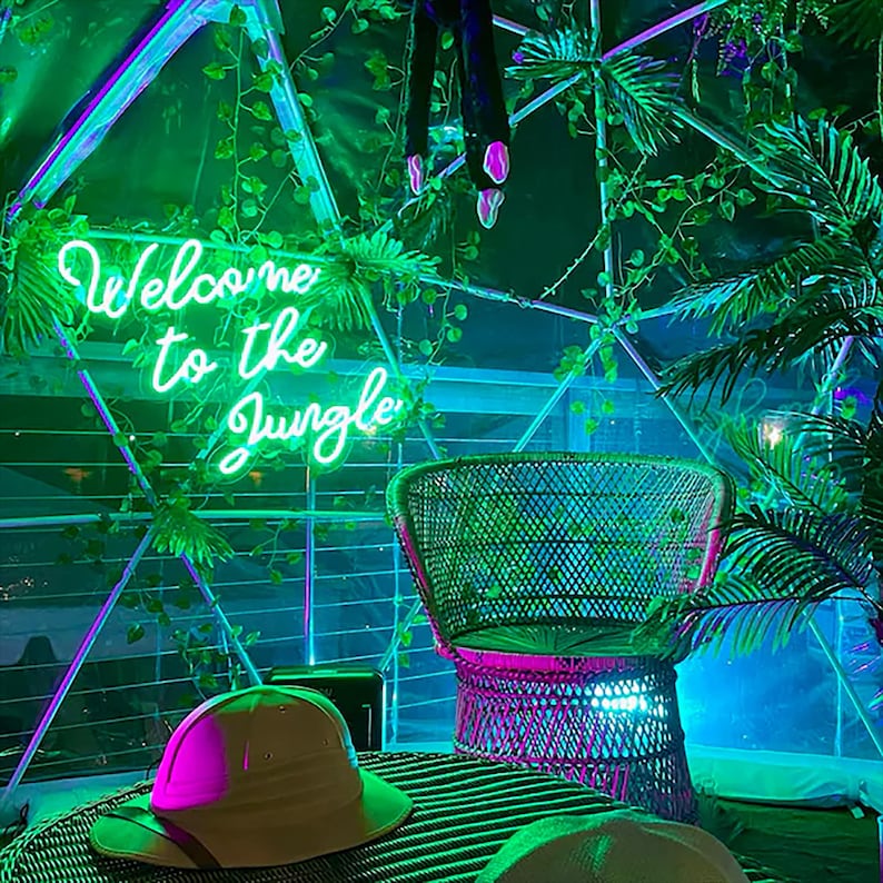 Welcome to the Jungle 30x24 In. LED Sign Light up Wall Art Neon Style ...