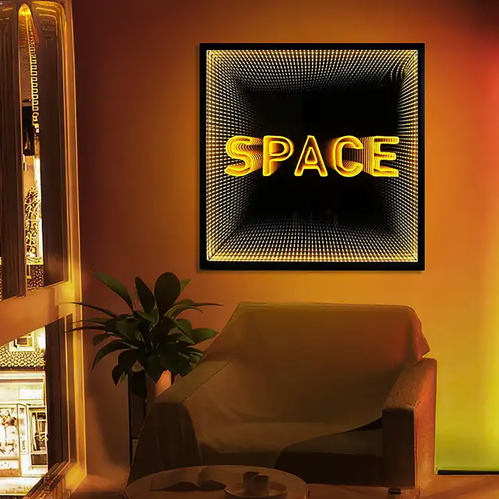 Infinity Mirror Sign: Handcrafted LED Wall Art Mesmerizing Home Office ...