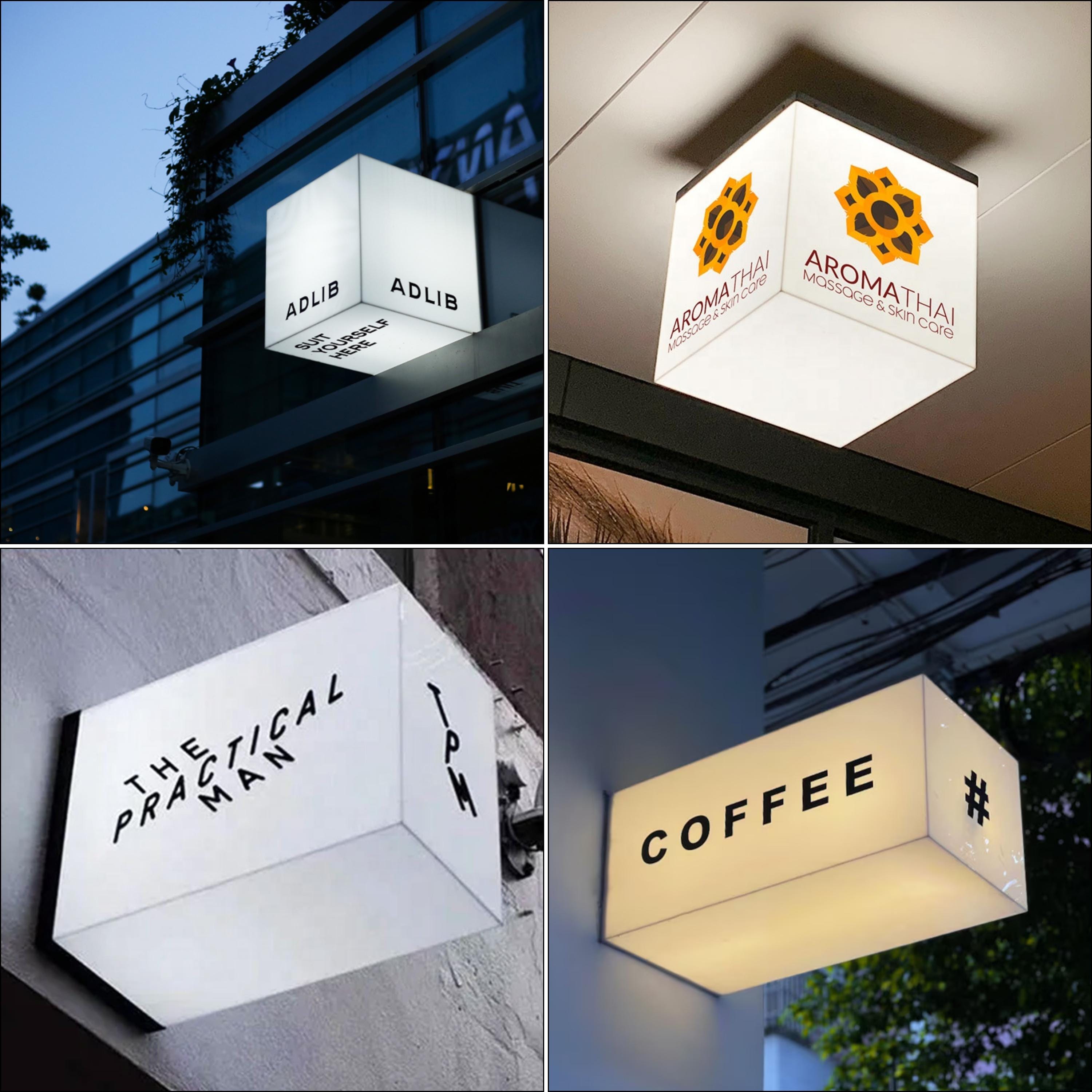 LED Cube Light Box Sign for Hair Salons and Barber Shops Custom Logo ...