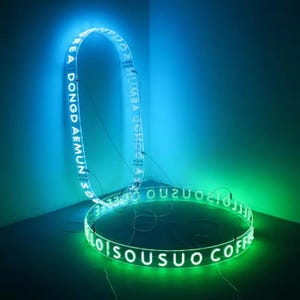 LED Neon Chandelier – Glow Ring Ceiling Light for Nightclub, Lounge, DJ ...