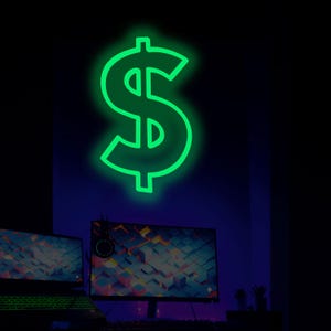 Dollar Sign Neon LED Sign Custom Light up Wall Art Modern Money Symbol ...