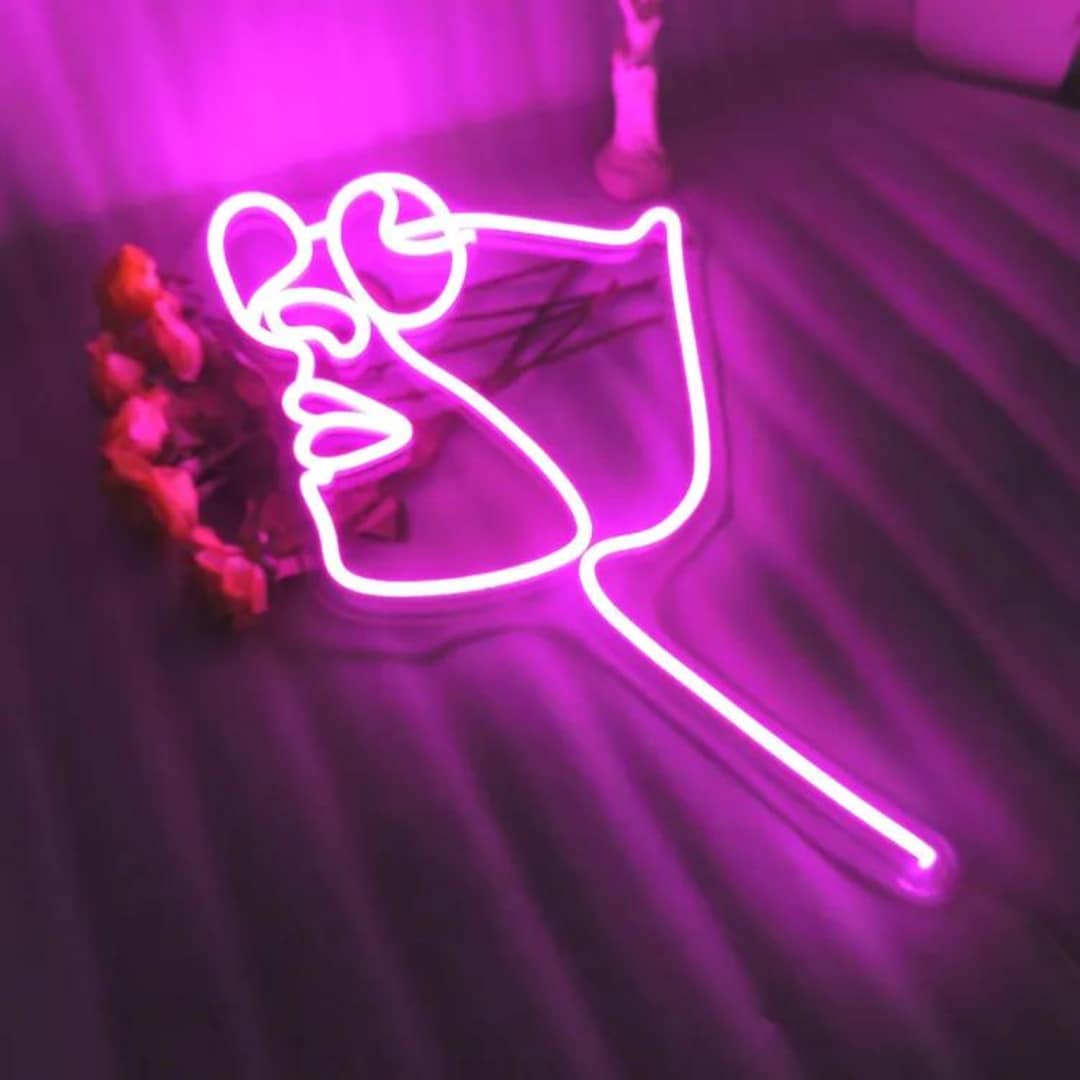 Line Art Face Neon LED Sign - Minimalist LED Wall Decor - Custom Neon ...
