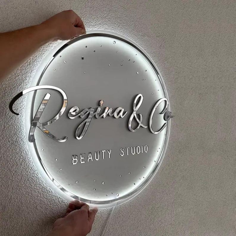 Custom Acrylic Backlit Signs for Beauty Salons - Personalized LED ...