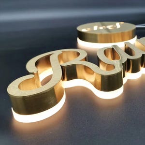 Custom Gold Chrome Face Backlit Channel Letter Sign - Illuminated ...