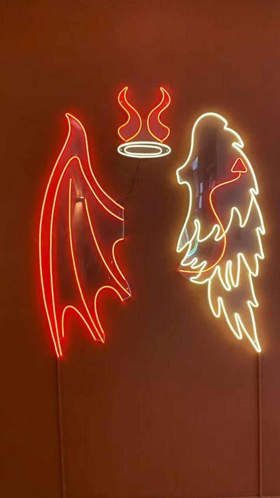 Angel and Devil Wings Neon LED Sign Light up Wall Art Unique Home Decor ...