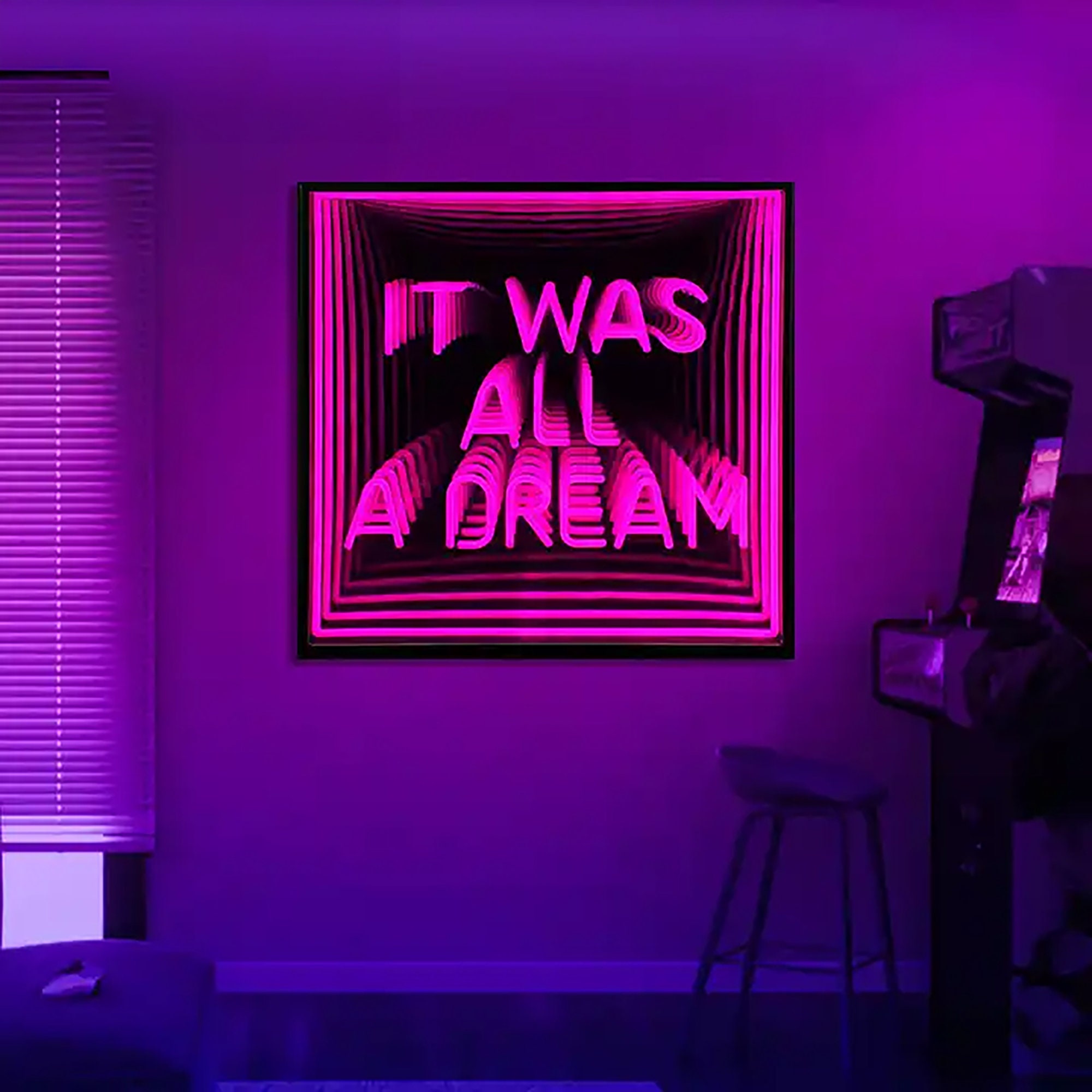 Infinity Mirror Sign: Unique LED Wall Art for Home and Office - Etsy