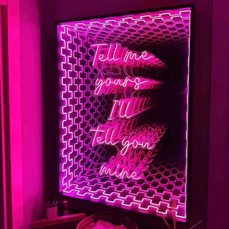 LED Infinity Mirror Sign Custom Light up Wall Art Personalized Decor ...