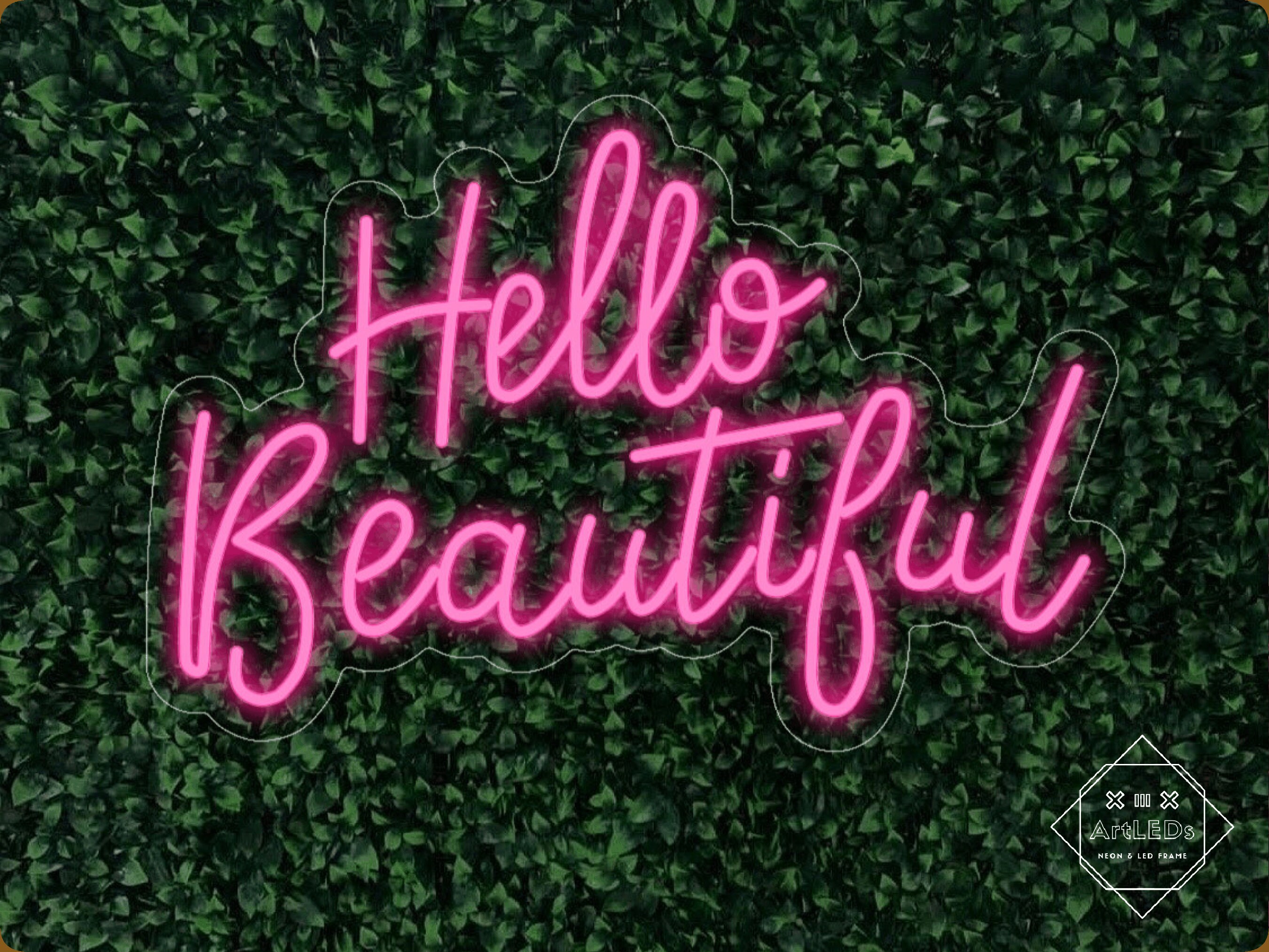 Hello Beautiful 30x20in. Neon Sign Aesthetic TikTok Room | Etsy