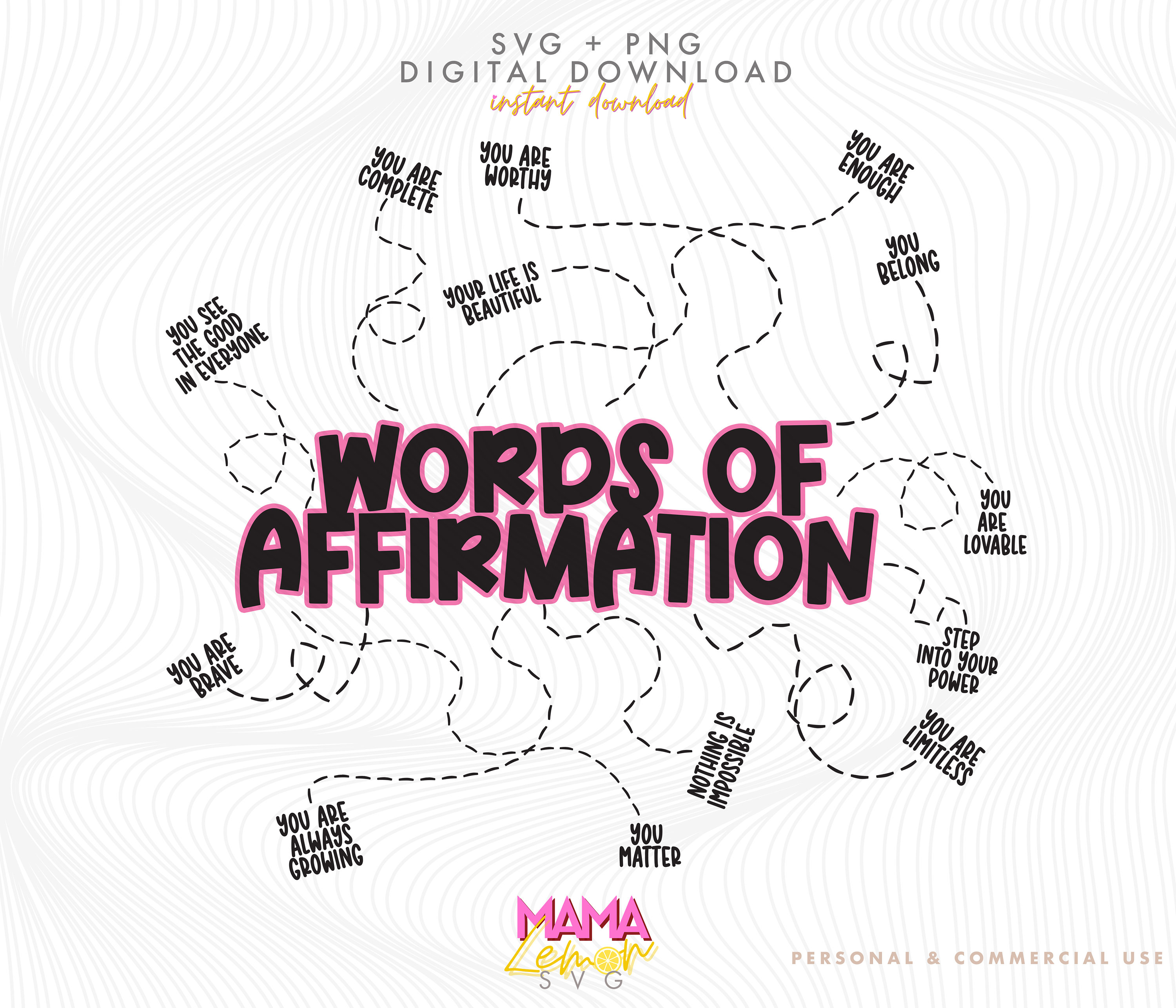Words of Affirmation SVG, Motivational SVG, Self Love PNG, Mental ...
