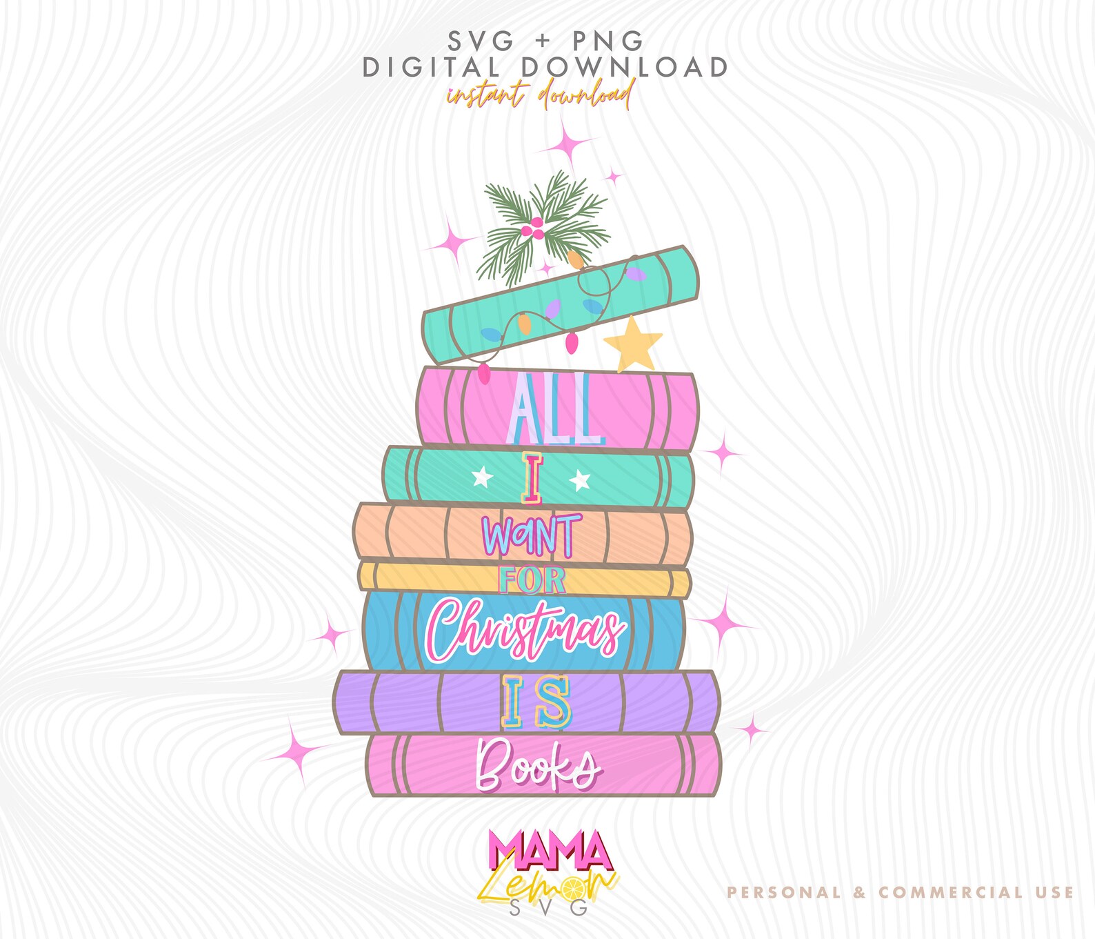 Christmas Book Lover SVG: All I Want for Christmas is Books (digital ...