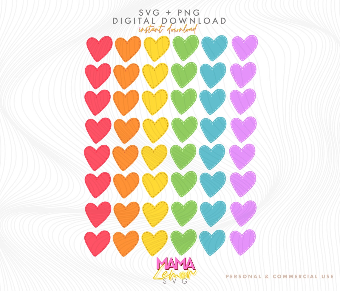 Colorful Heart Svg, Heart Svg, Hand Drawn Heart Svg, Rainbow Svg ...