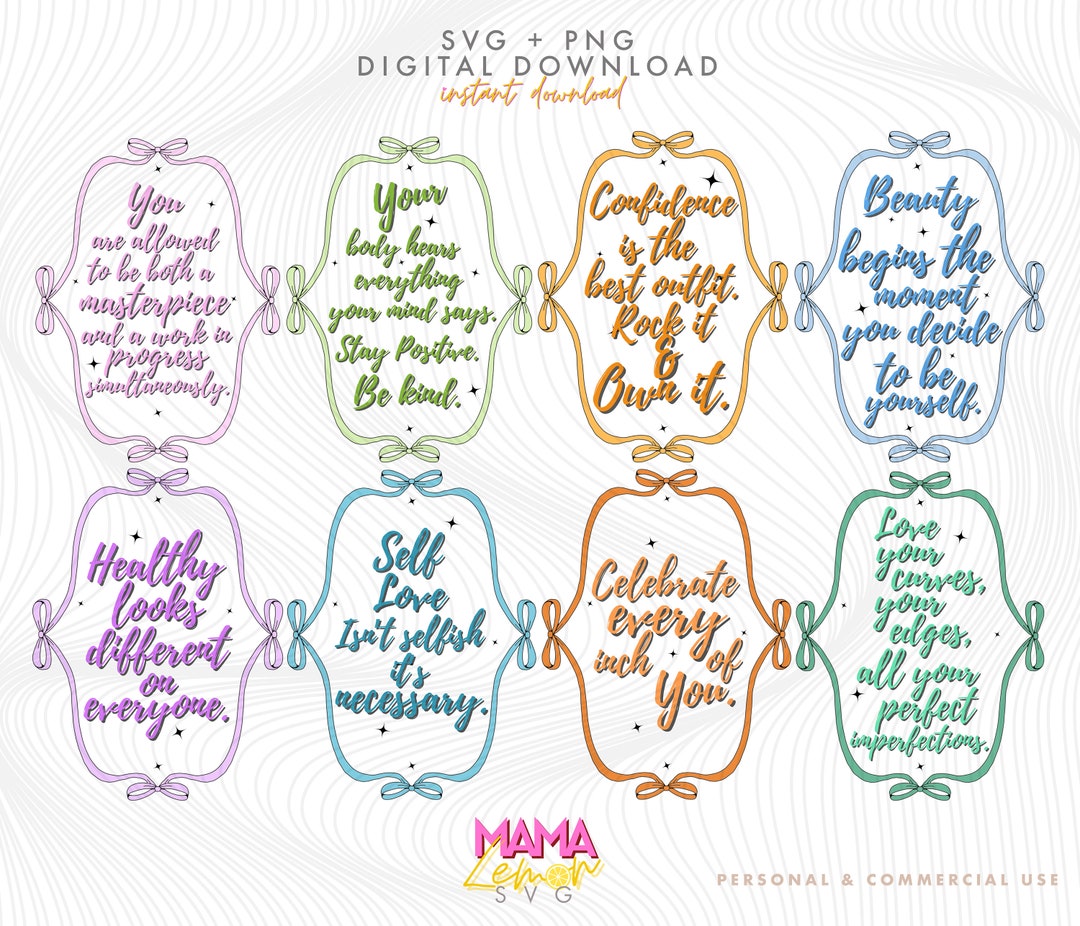 Body Positivity Sayings Bundle Svg, Positive Words Svg, Kind Svg ...