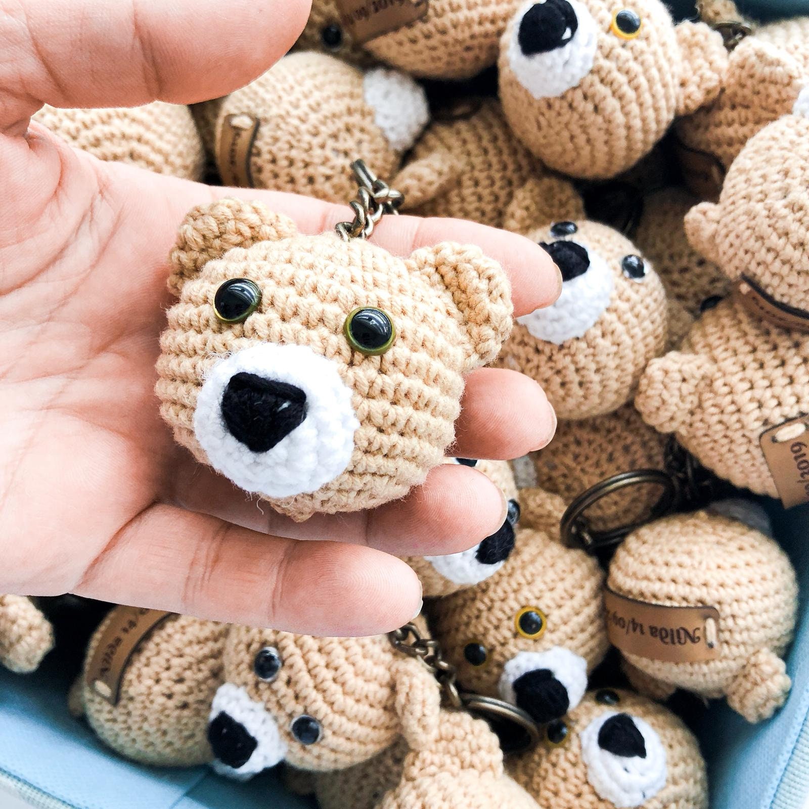 Crochet Teddy Bear Keychain | Amigurumi Bear Keyring | Cute Handmade ...