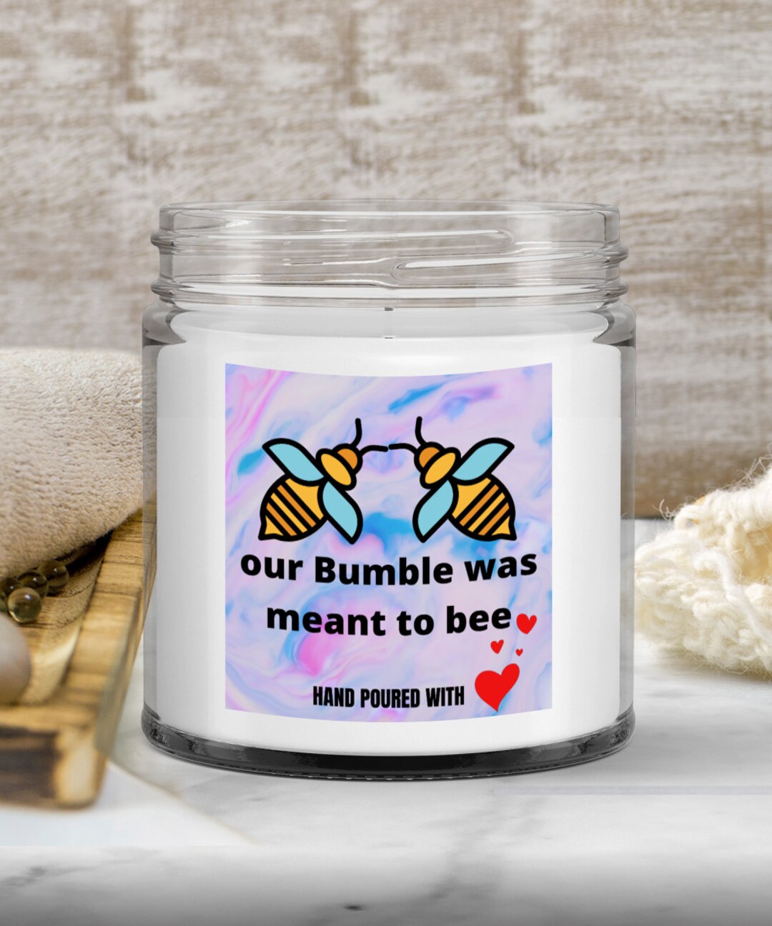 Our Bumble was meant to bee candle, valentine gift, gift for wife ...