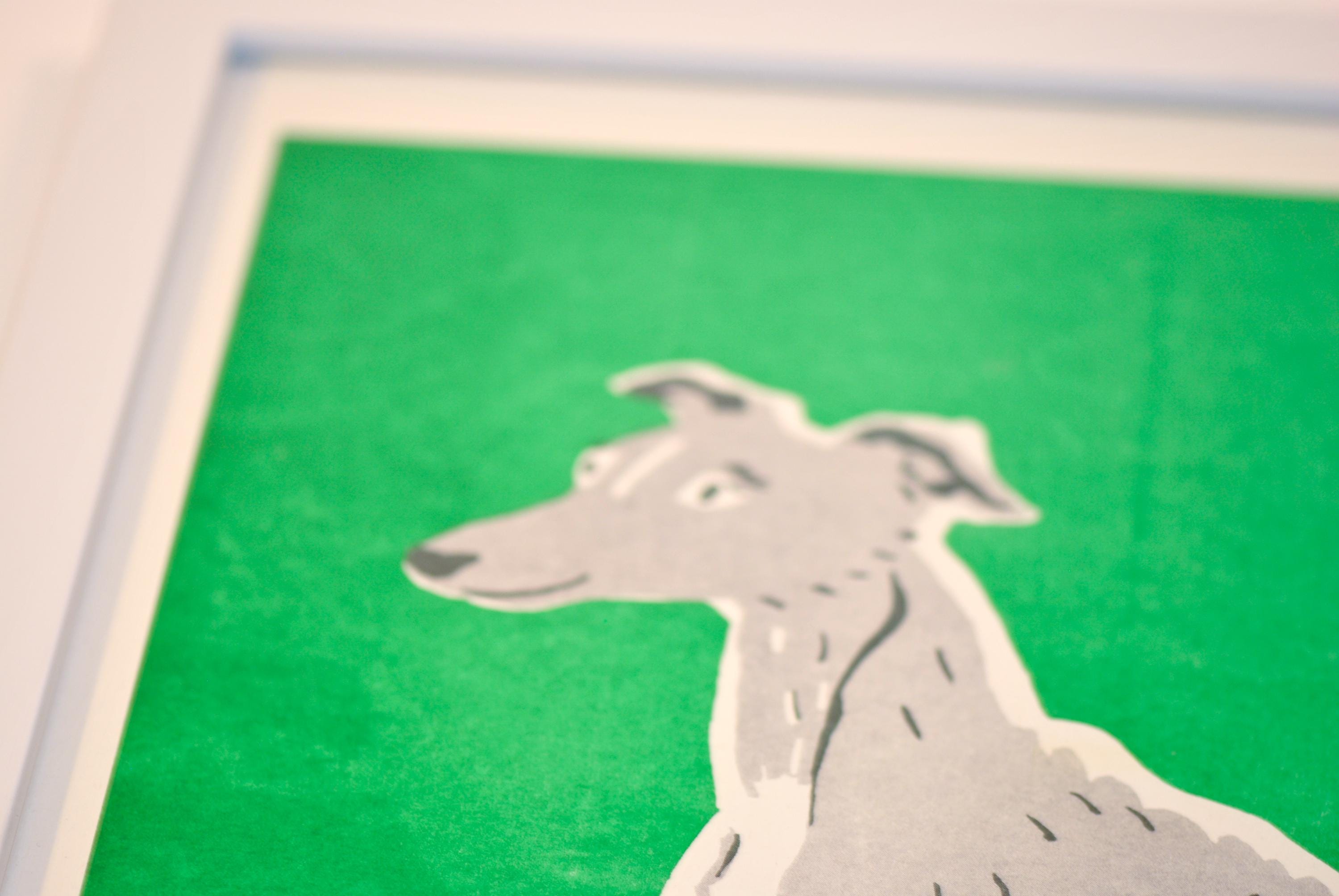 Whippet Riso Print: Stylish Greyhound Art, Emerald Green A3 - Etsy