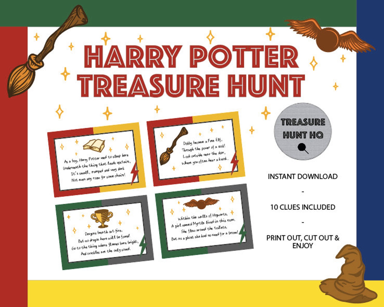 Harry Potter Treasure Hunt Scavenger Hunt Game Clues - Etsy