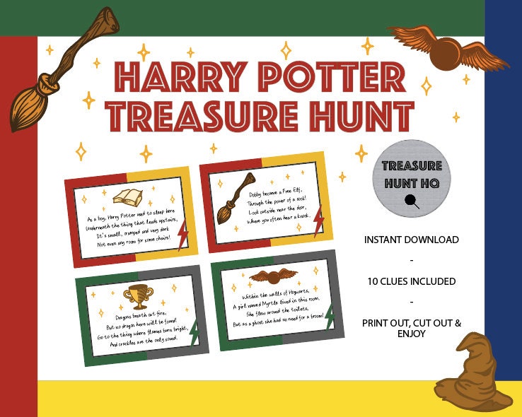 Harry Potter Treasure Hunt Scavenger Hunt Game Clues - Etsy