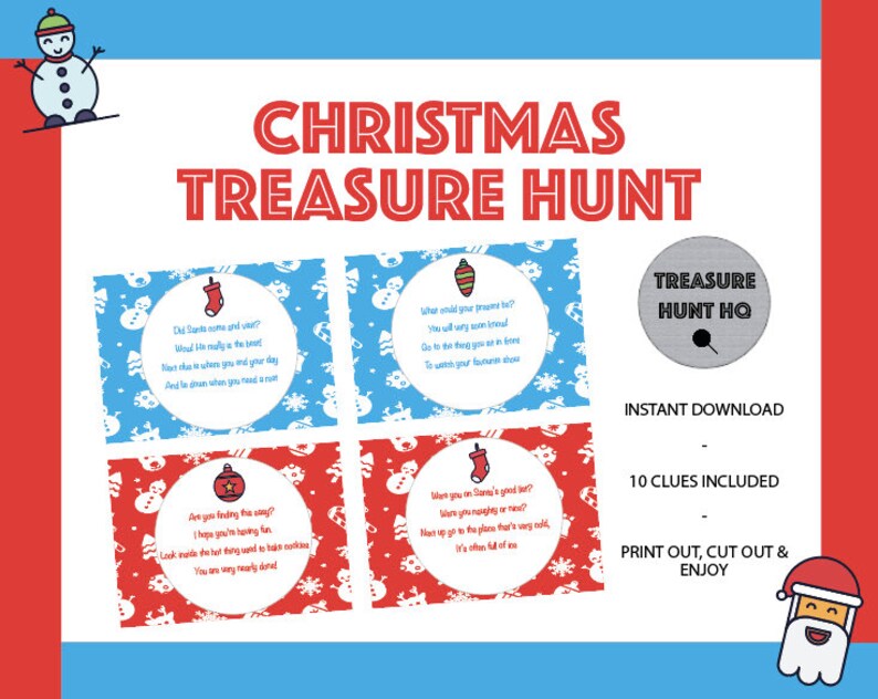 Christmas Treasure Hunt Scavenger Hunt Game Clues | Perfect for the ...