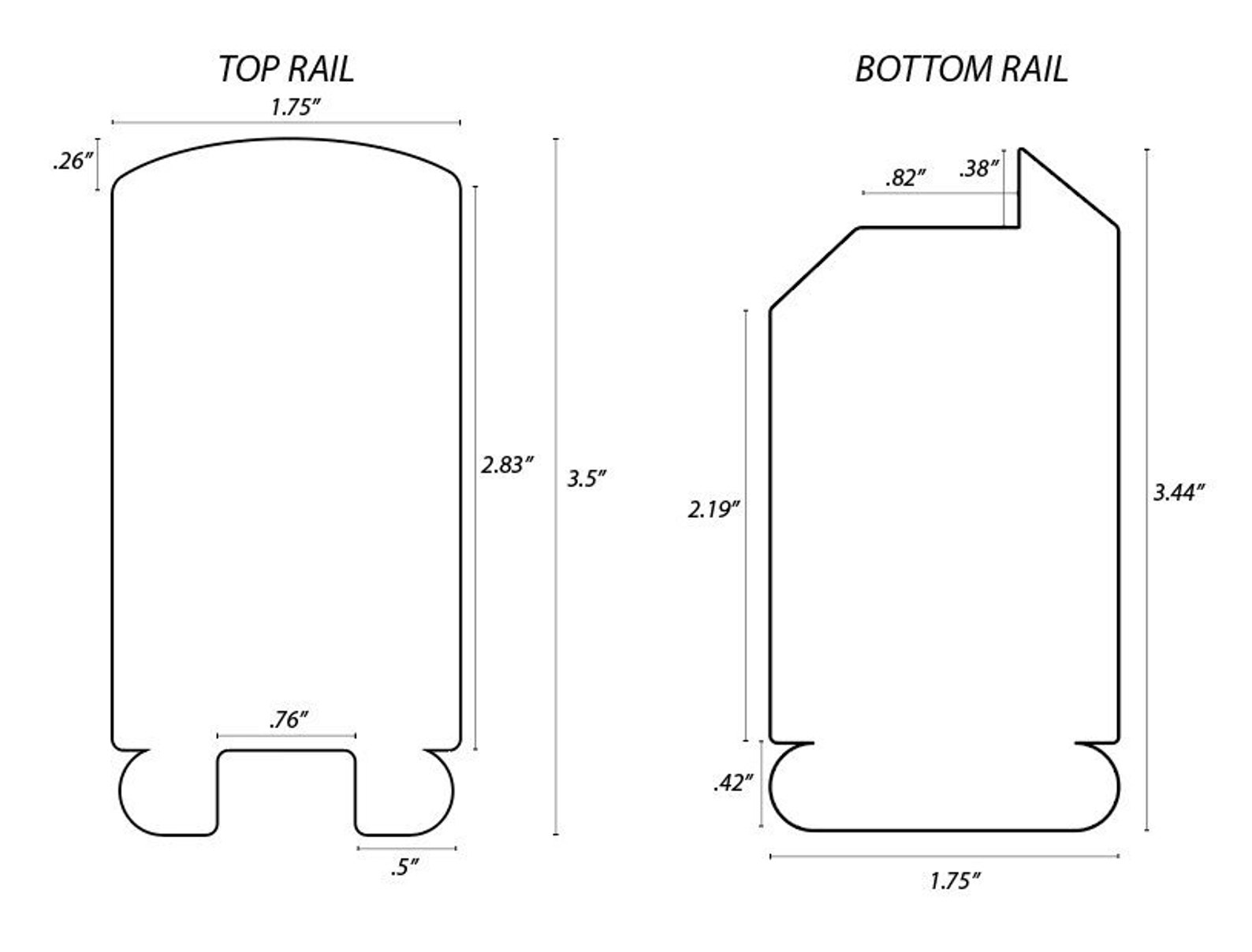 7ft 11in Top & Bottom Rail Set for Flat Sawn Balusters - Cypress Select ...