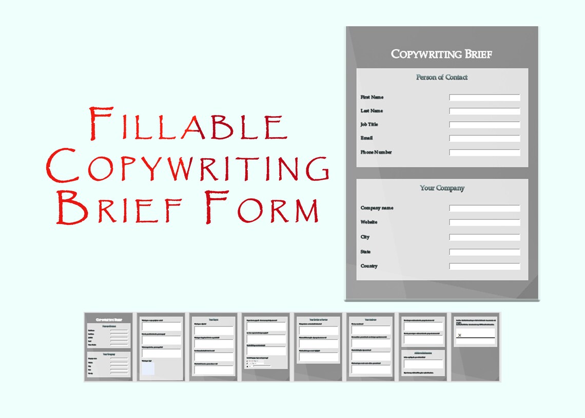 Editable Copywriting Brief Form, Digital Download Copywriting Word ...