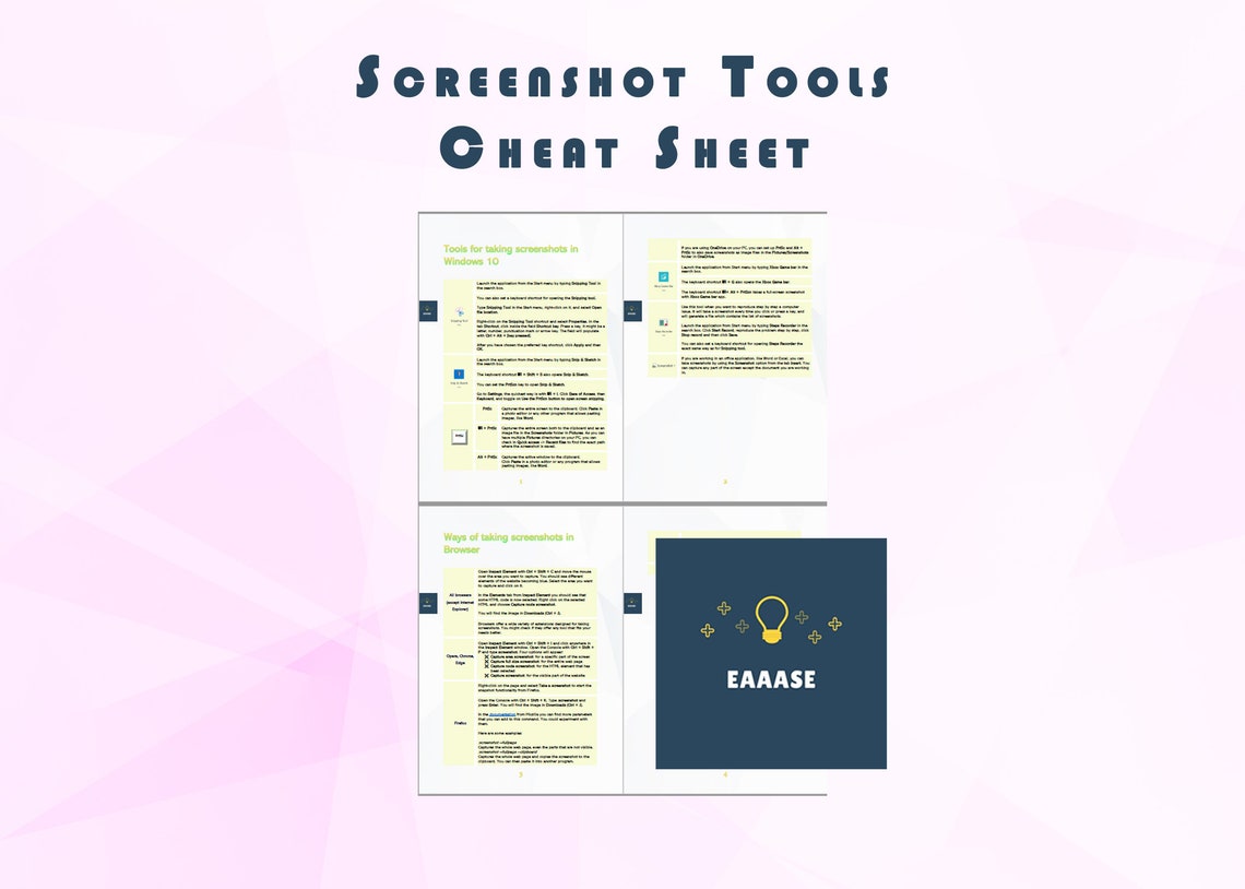 Screenshot Tools Cheat Sheet Screenshot Windows 10 Software - Etsy