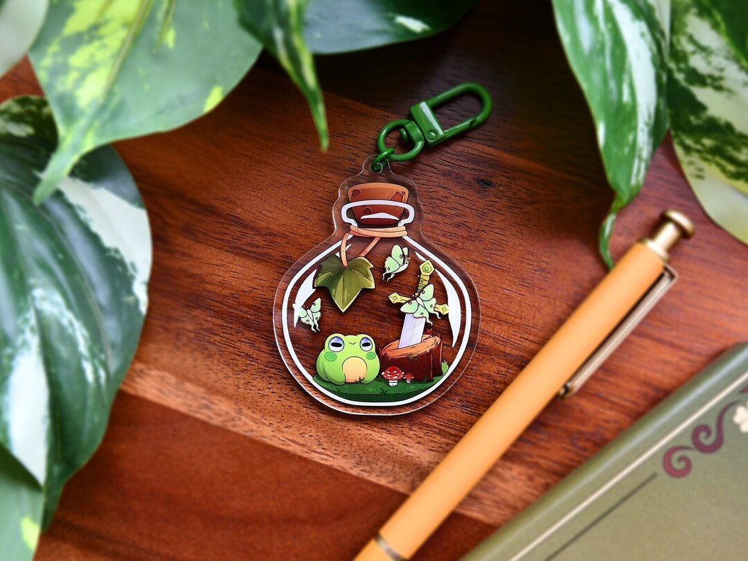 Frog in a Bottle 2.5 Inch Acrylic Charm | Frog Acrylic Charm | Frog ...