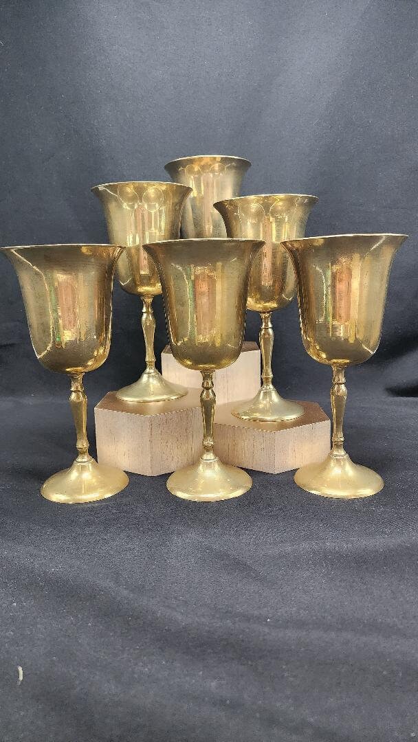 Vintage Brass Goblets Set If 6 - Etsy