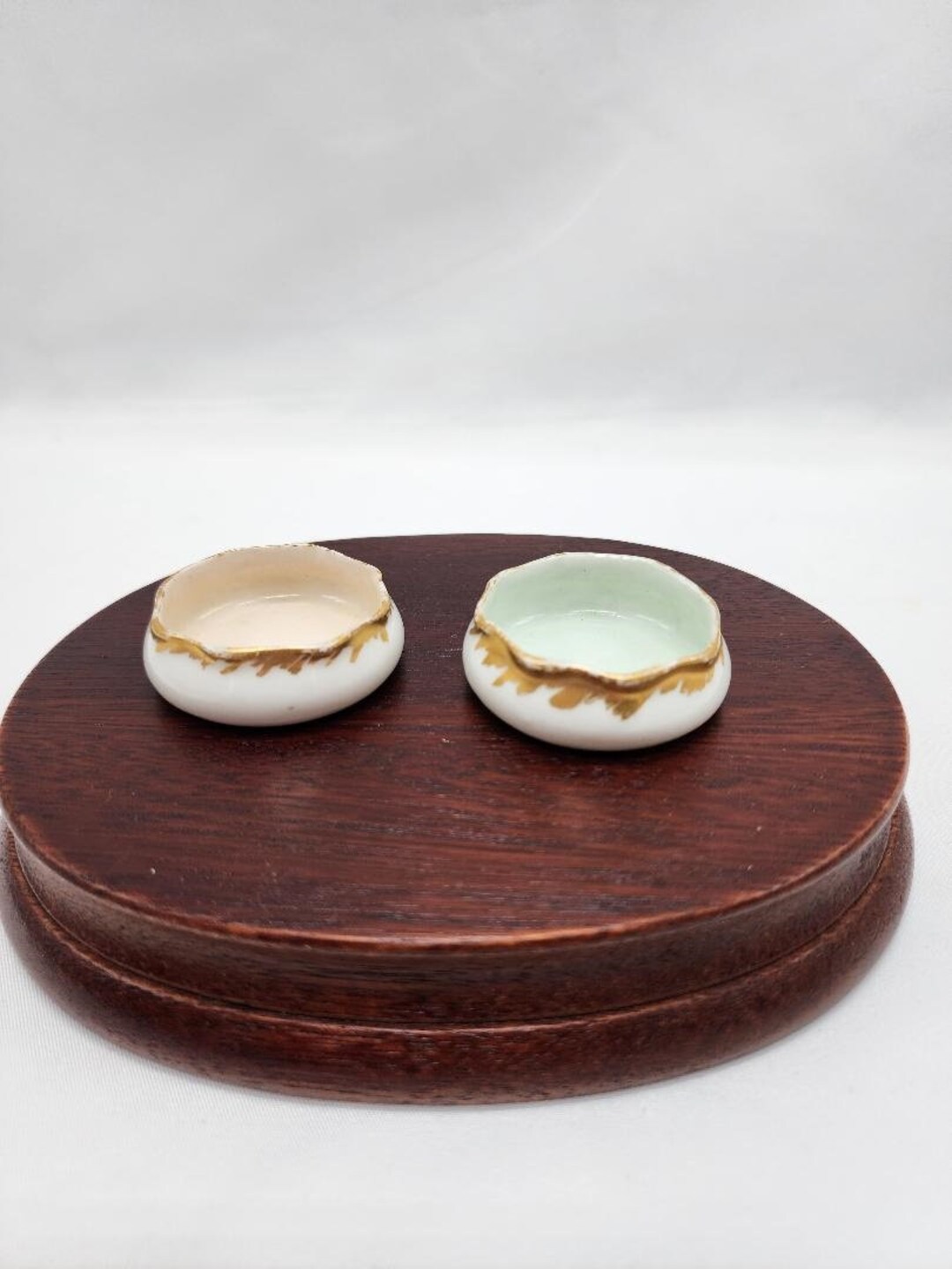 Vintage Porcelain Salt Serving Dishes With Gold Trim From - Etsy