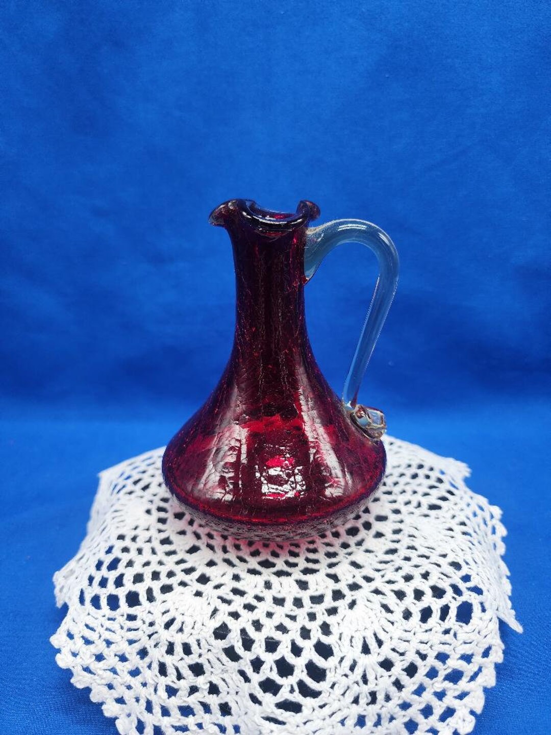 Vintage Hand Blow Ruby Red Glass Pitcher - Etsy