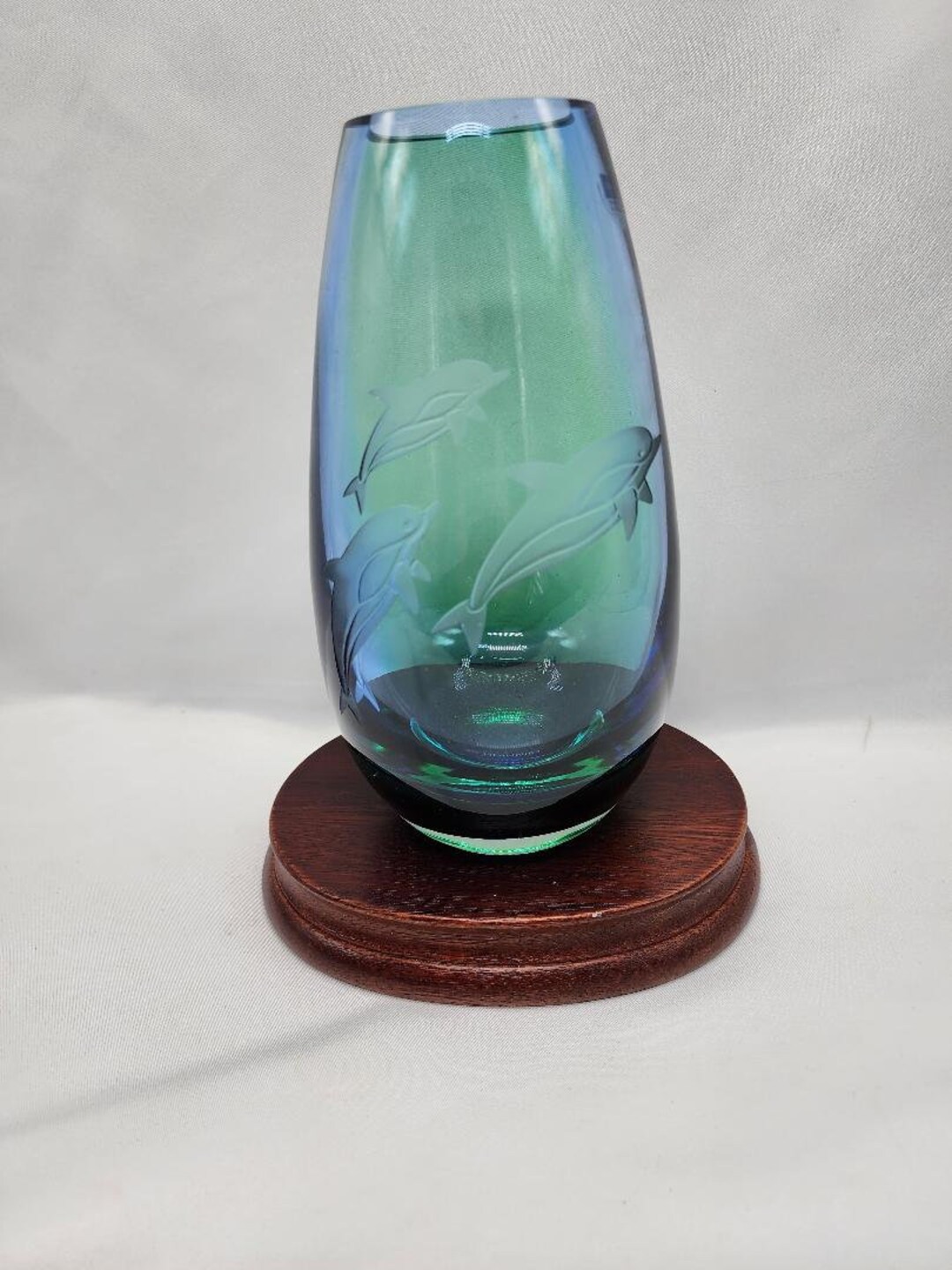 Caithness Glass Etched With Dolphins Signed Vase - Etsy