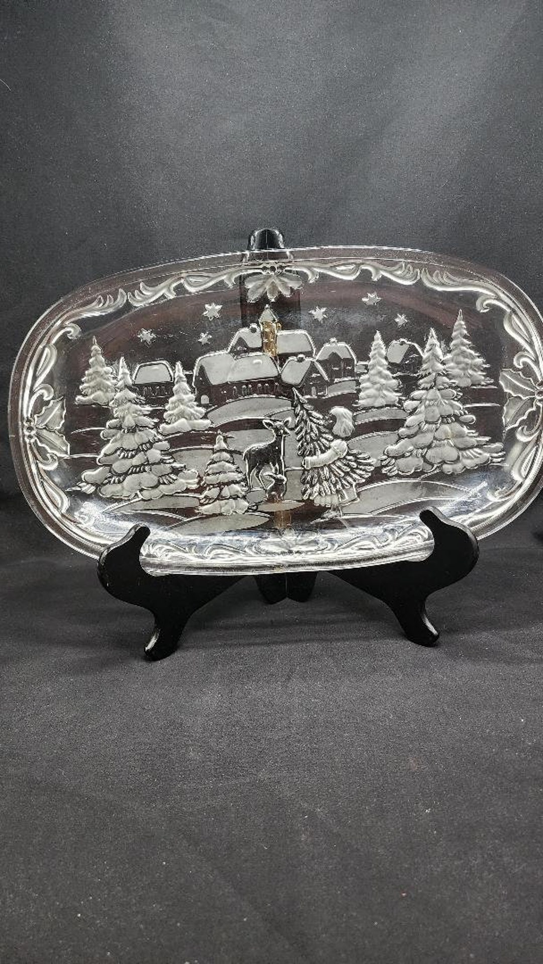 Vintage Mikasa Christmas Carol Crystal Glass Serving Trayt - Etsy