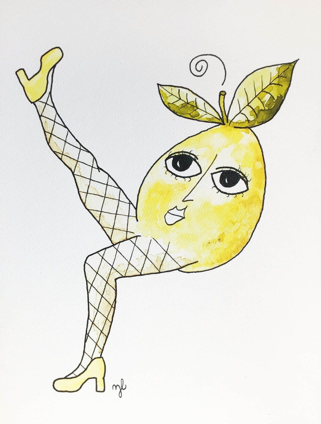 Lemon Pinup Art Print, Home Decor, Gift Art, Art Print, Feminine Art ...