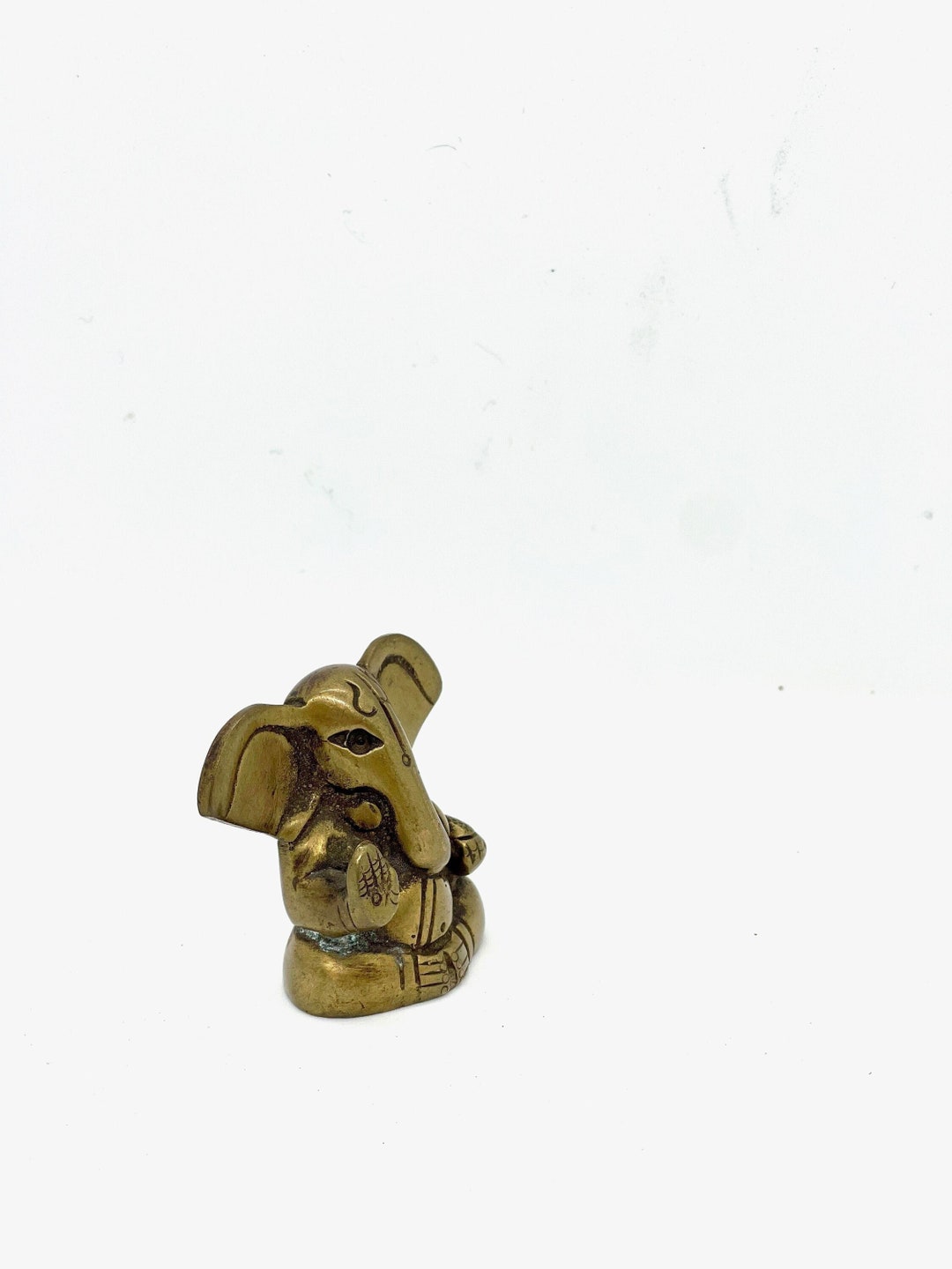 Mini Solid Brass Antique Ganesh - Etsy