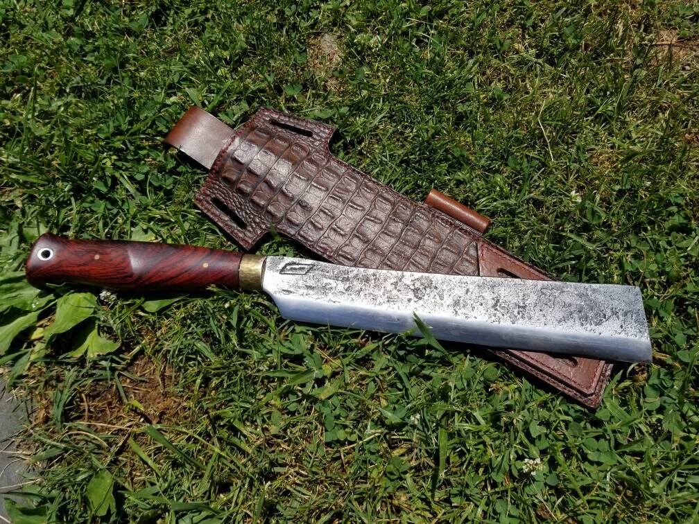 Hand forged Japanese Nata hatchet machete 5160 blade cocobolo | Etsy