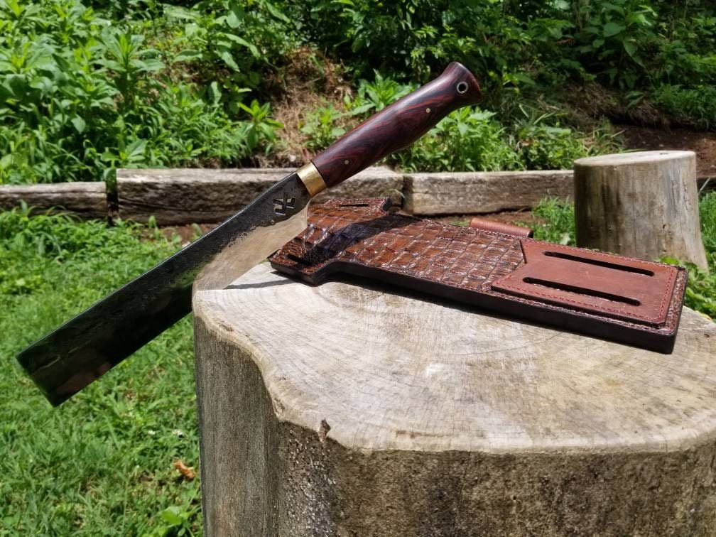 Hand forged Japanese Nata hatchet machete 5160 blade cocobolo | Etsy
