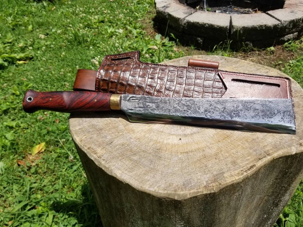 Hand forged Japanese Nata hatchet machete 5160 blade cocobolo | Etsy