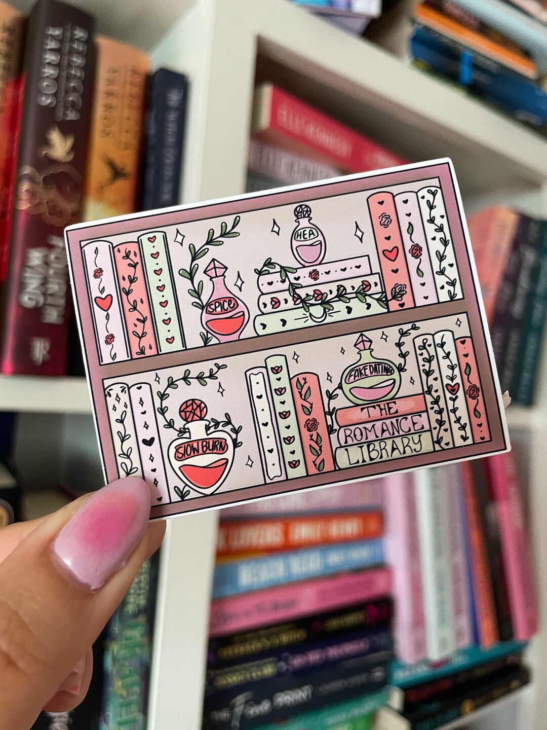 Bookish Trope Bookshelf Sticker, Romance Stickers, Romance Books ...