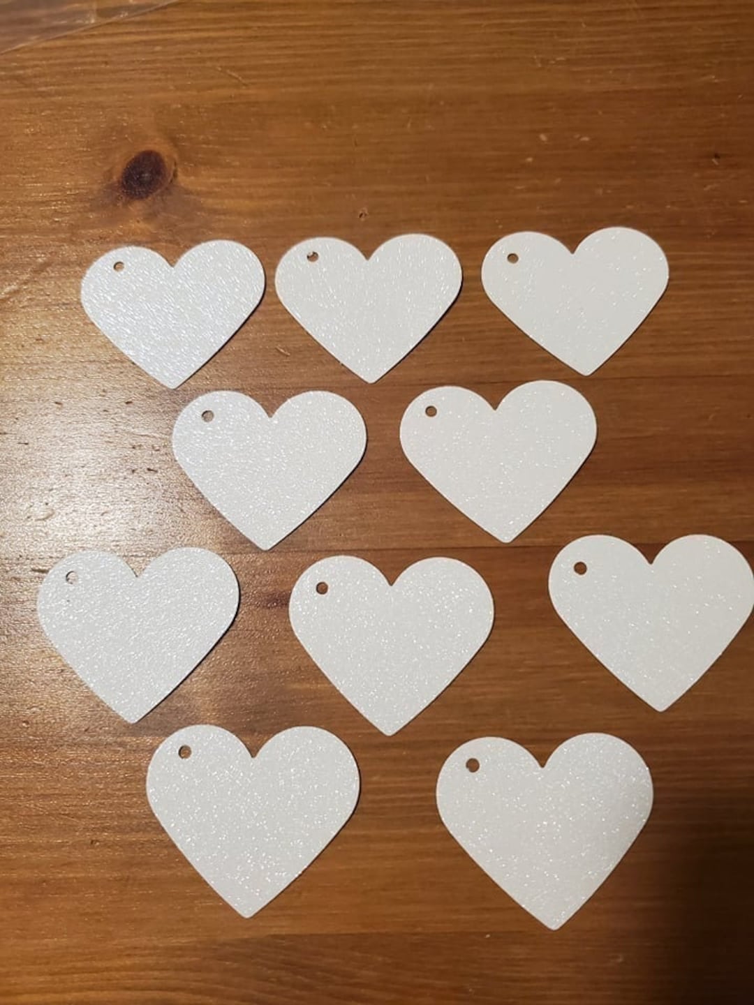 10 White Glitter Heart Shaped Gift Tags - Etsy