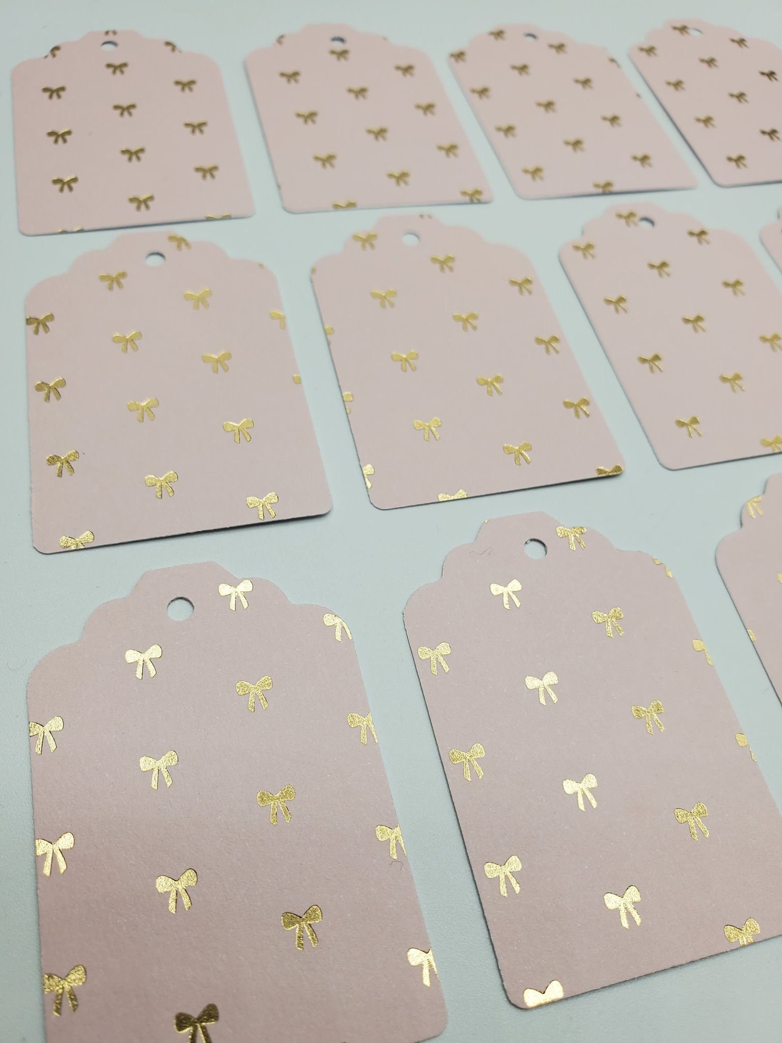 12 Pink Bows Gift Tags - Etsy
