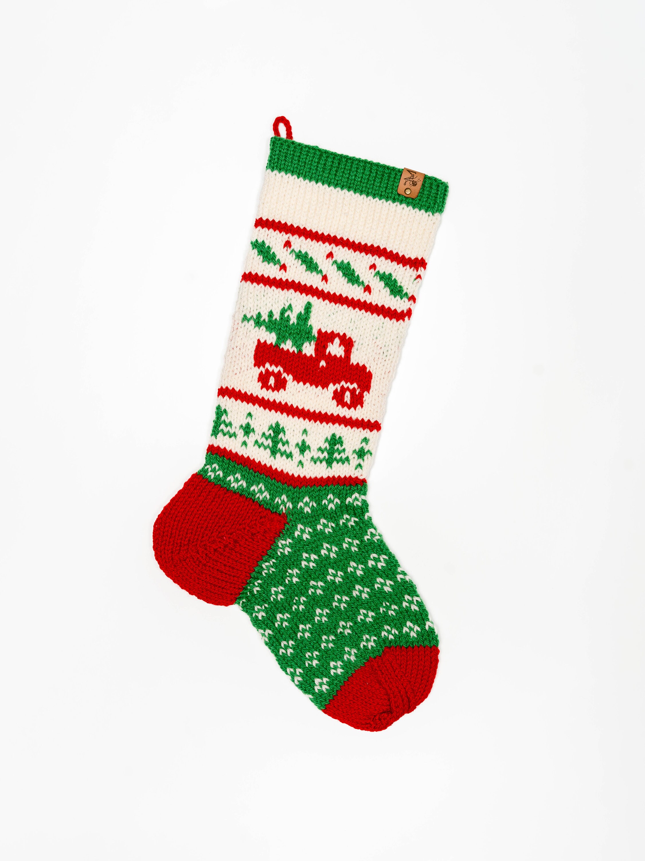 Handknit Truck and Tree Christmas Stocking | Personalized | Made to ...