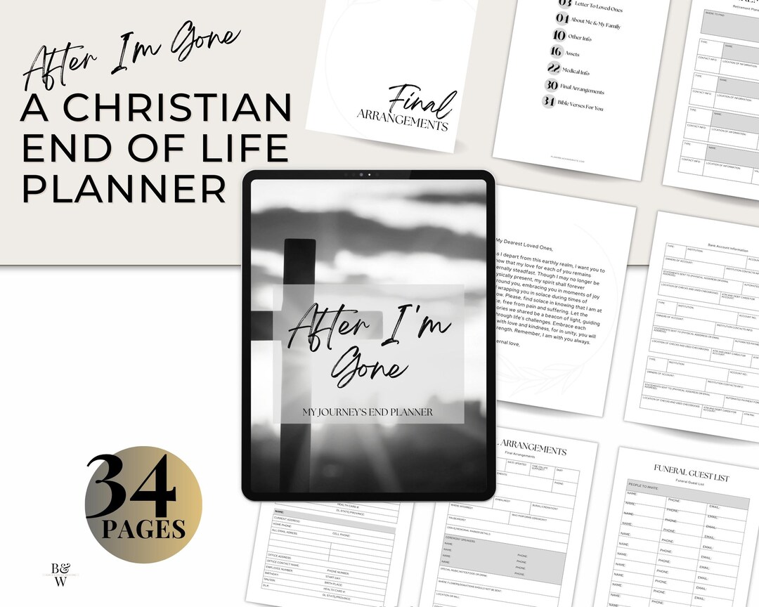 Christian End of Life Planner Printable | After I'm Gone | Beneficiary ...