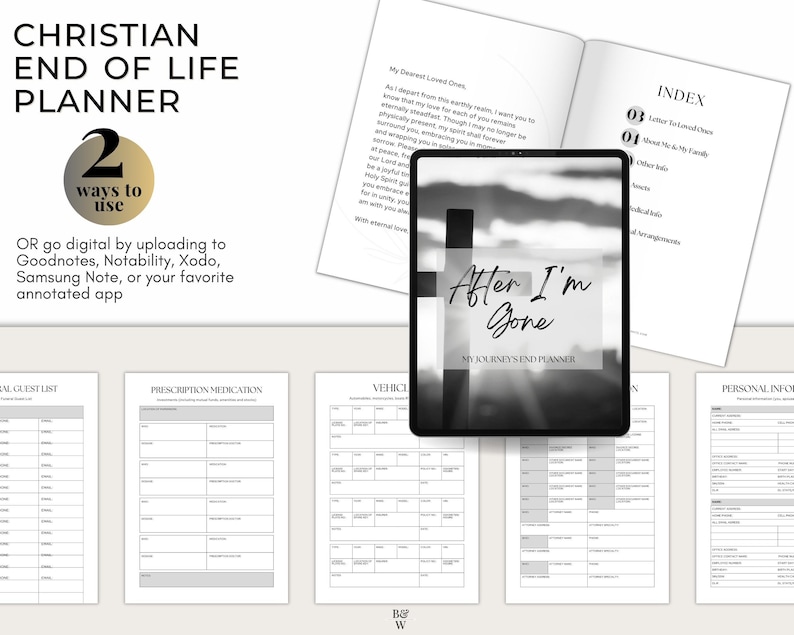 Christian End of Life Planner Printable | After I'm Gone | Beneficiary ...