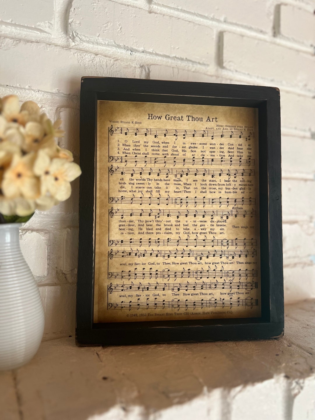 How Great Thou Art Hymn / Framed Church Hymn / Music Sheet/ Church ...