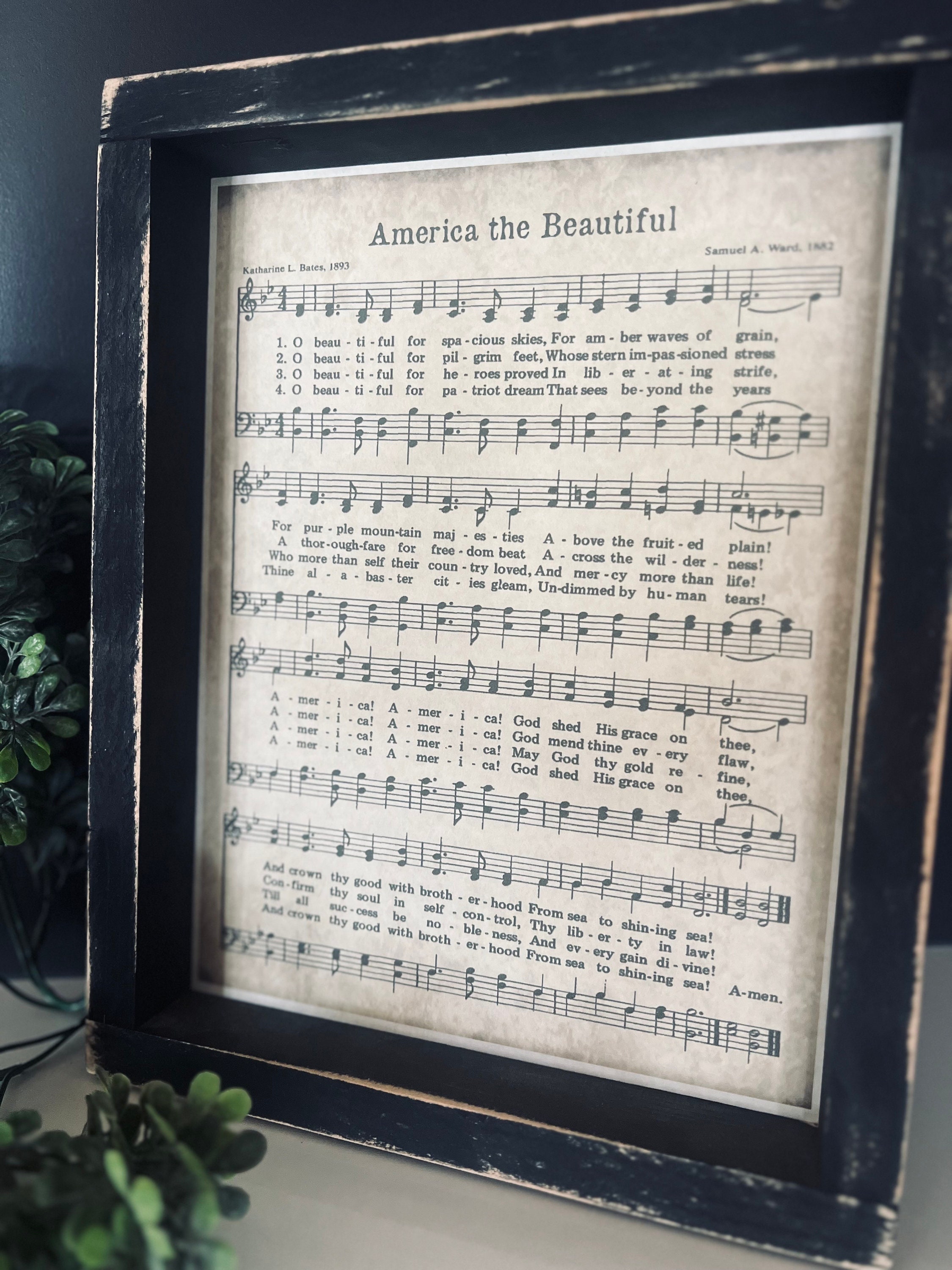 America the Beautiful Hymn / Patriotic Framed Hymns / Military Gifts ...