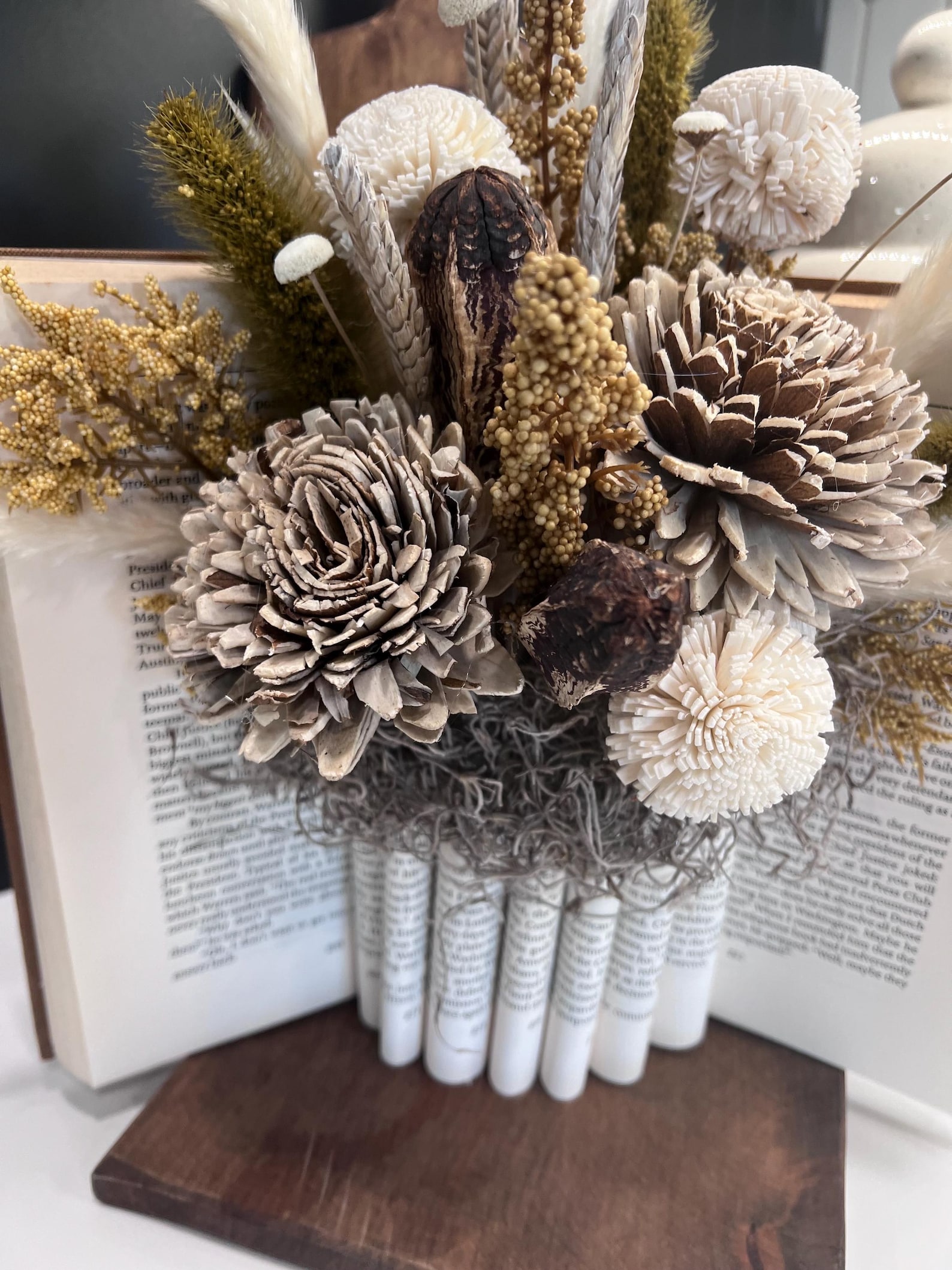 Upcycled Book Vase - Dried Floral Bouquet - Vintage Book Decor ...