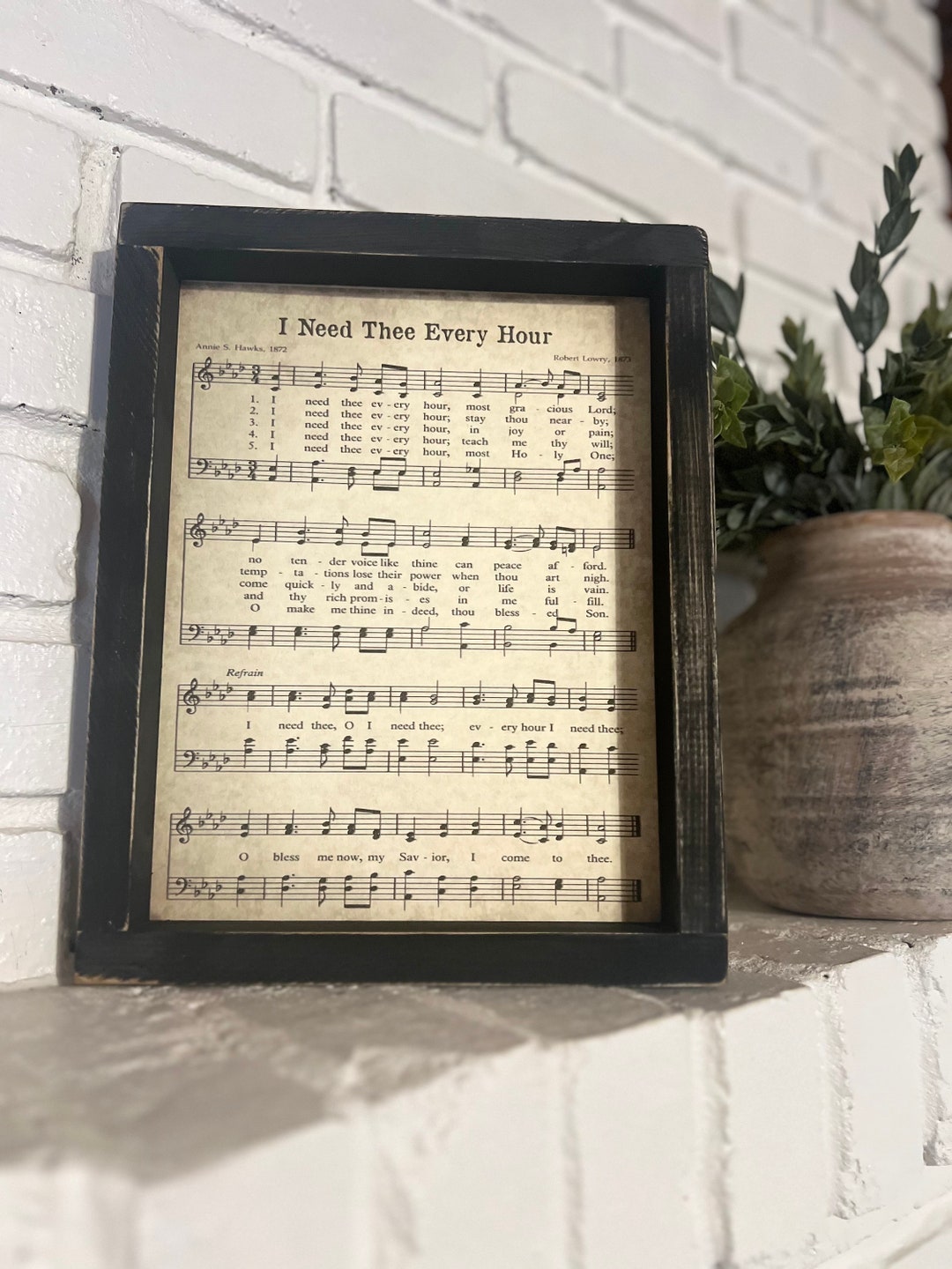 I Need Thee Every Hour / Framed Church Hymns / Music Sheet/ Church ...