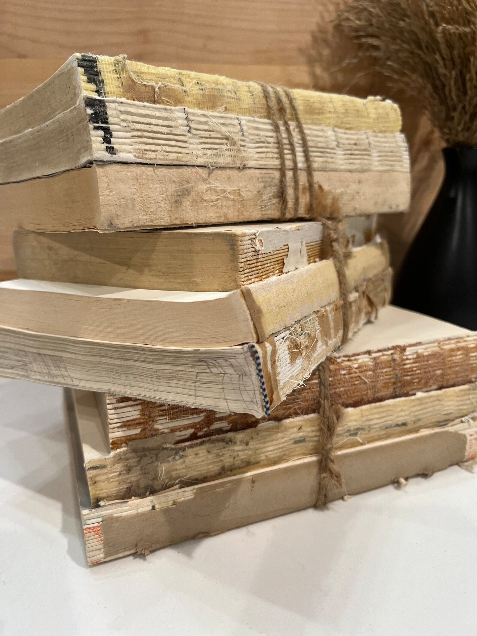 Vintage Stacked Books, Neutral Book Decor, Rustic Books, Boho Decor ...